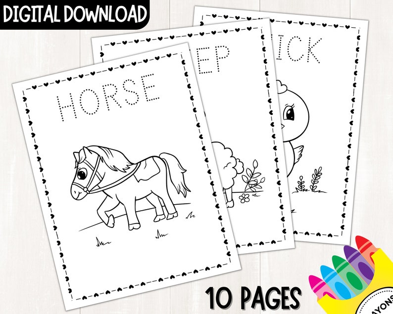 Printable Farm Animal Coloring Pages for Kids, Farm Activity Sheets ...