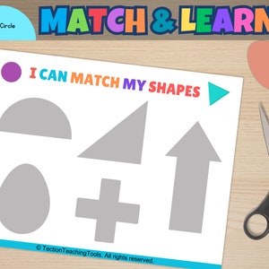 2D Shapes Shadow Matching Activity for Kids, Shapes Busy Bags ...