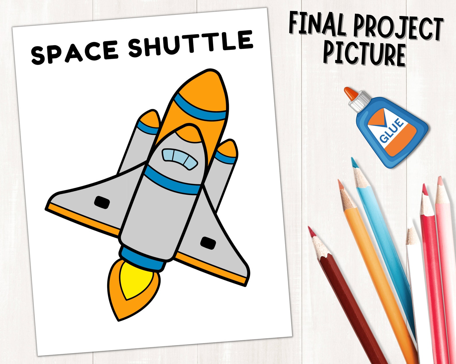 Printable Space Shuttle Craft for Kids | Outer Space Activity | Color ...