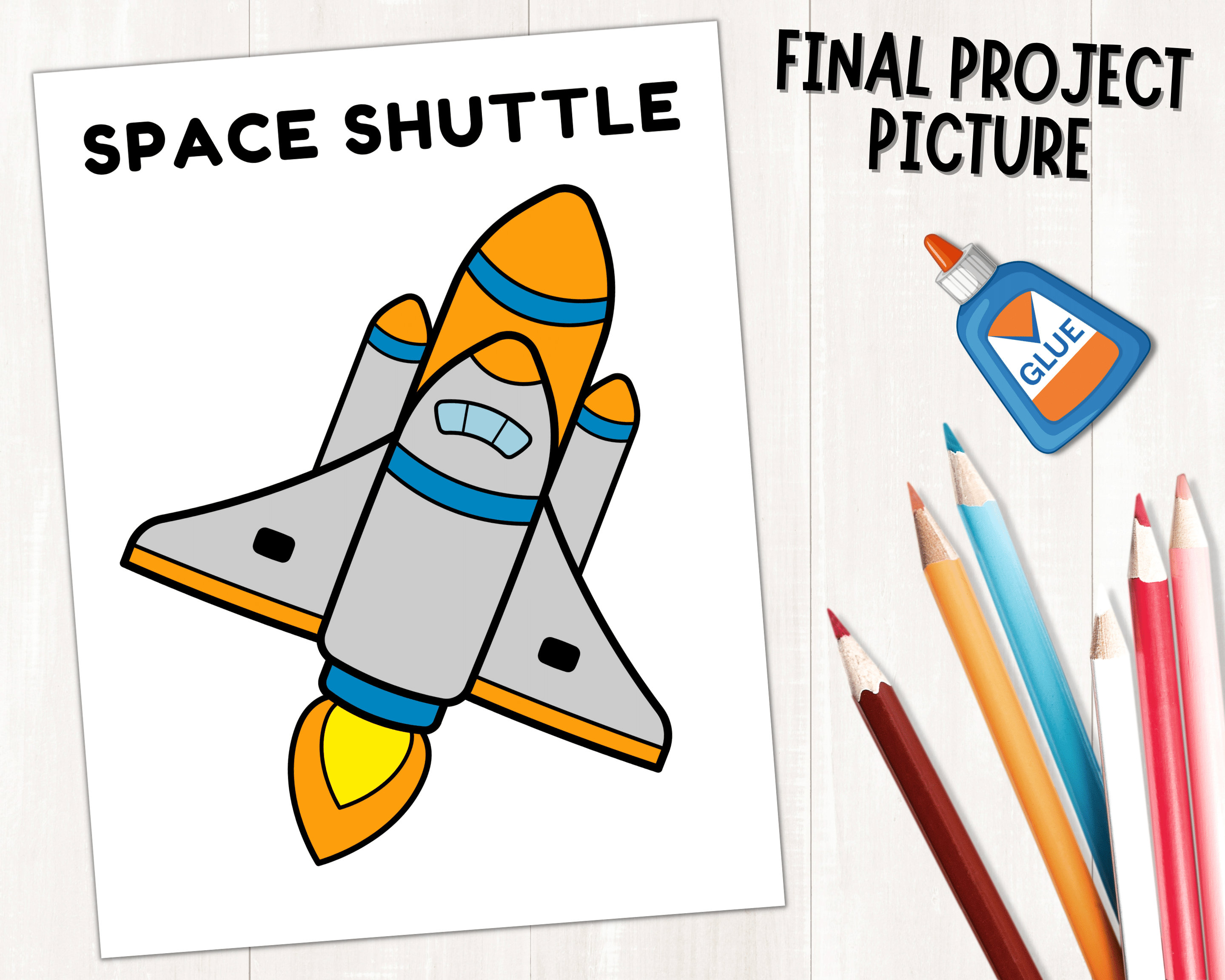 Printable Space Shuttle Craft for Kids | Outer Space Activity | Color ...