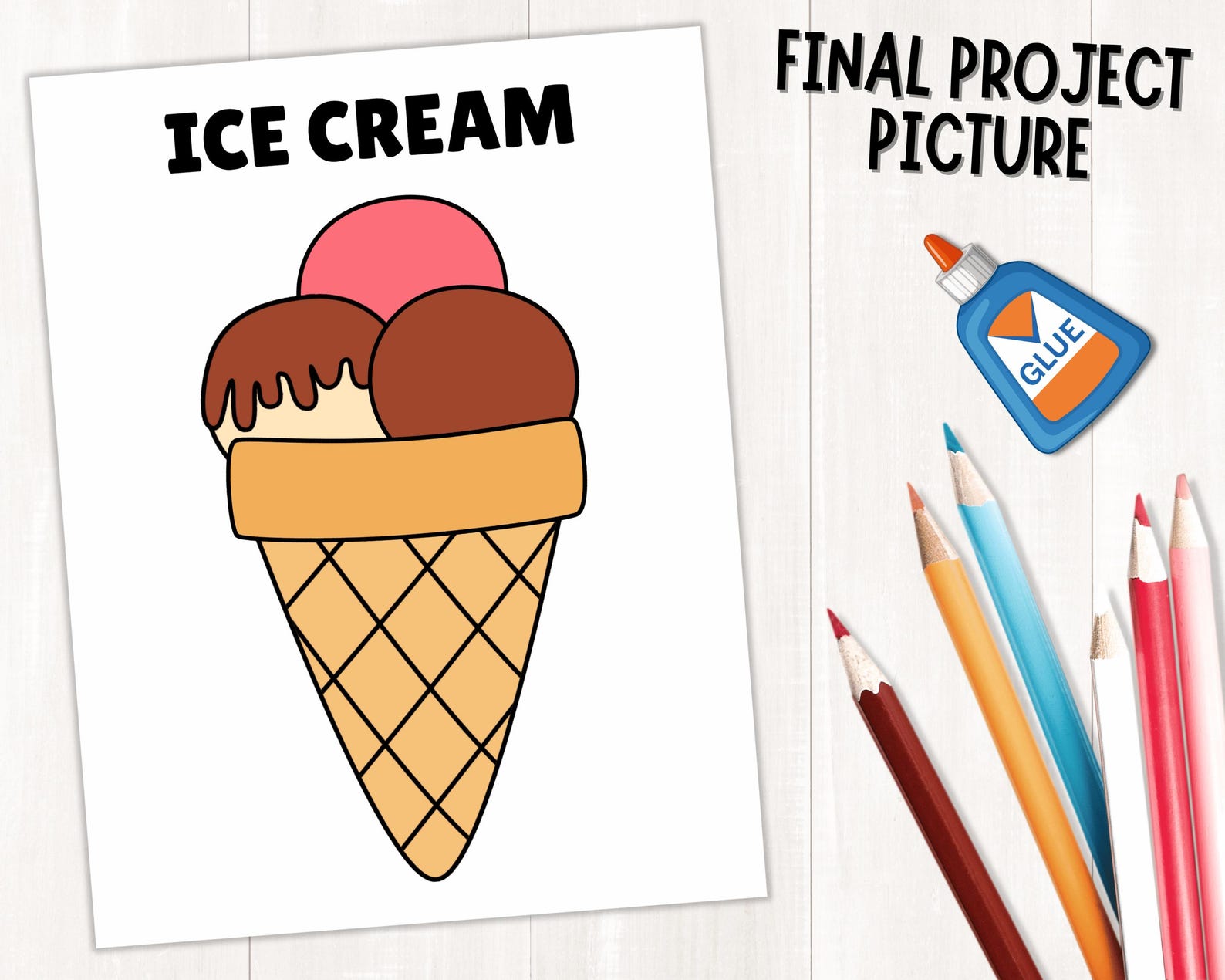 Ice Cream Cone Craft Template | Build an Ice Cream Cone | Summer Craft ...