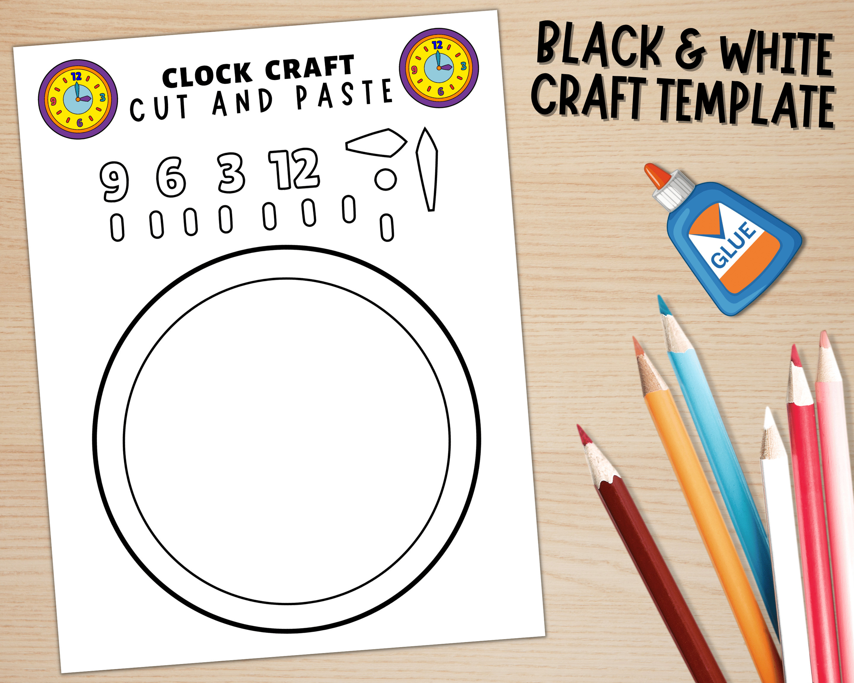 Printable Clock Craft for Kids, Telling Time Activity, Build a Clock ...