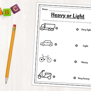 Comparing Weight Activities | Heavy and Light Sorting Cut & Paste ...