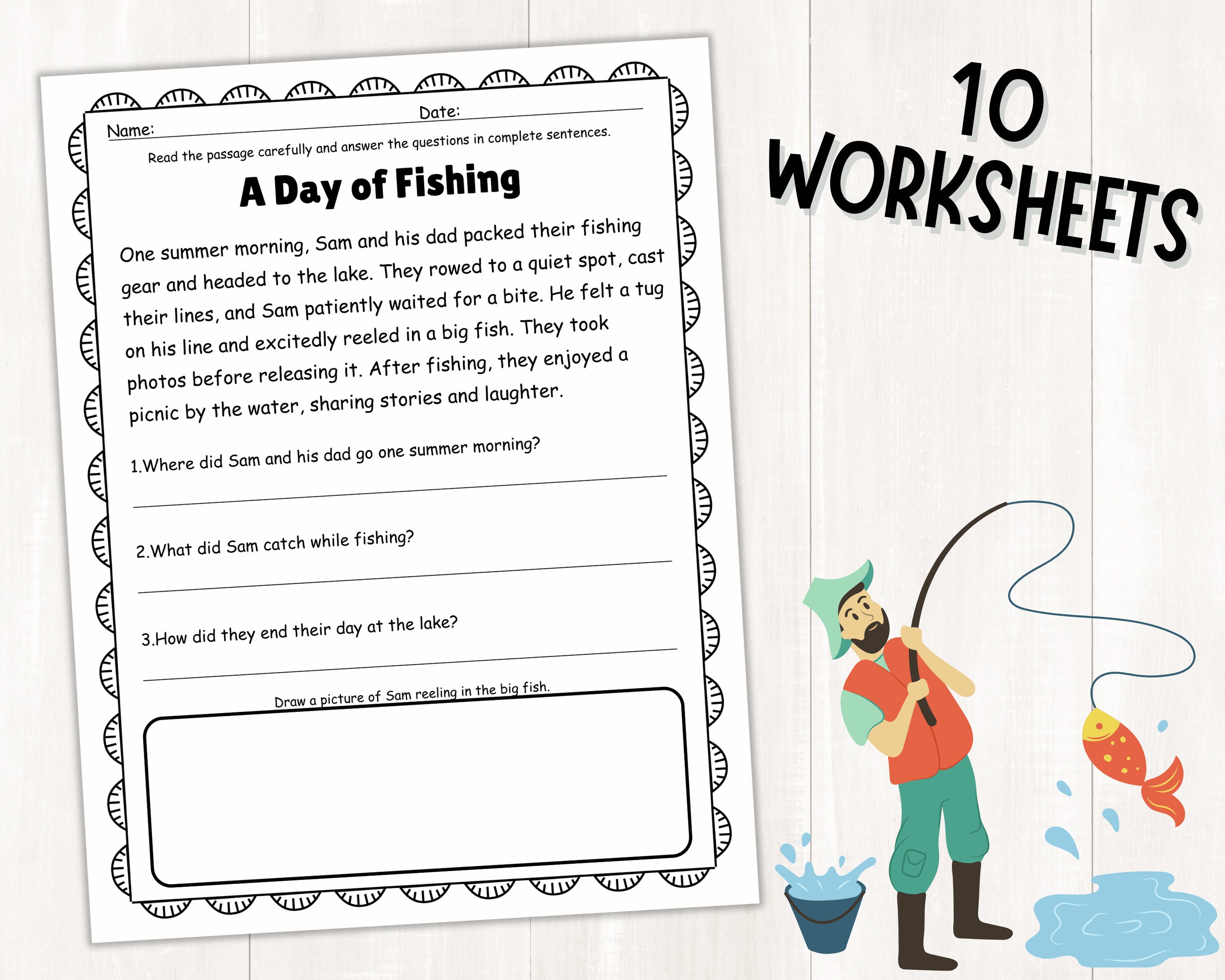 Summer Reading Comprehension Printable Worksheets | Engaging Stories ...