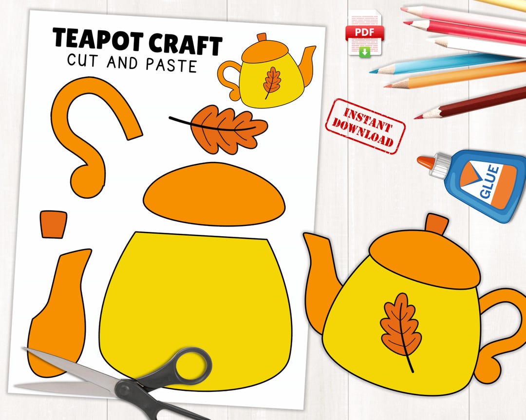 Teapot Craft for Kids | Printable Tea Party Craft Activity | Build a ...