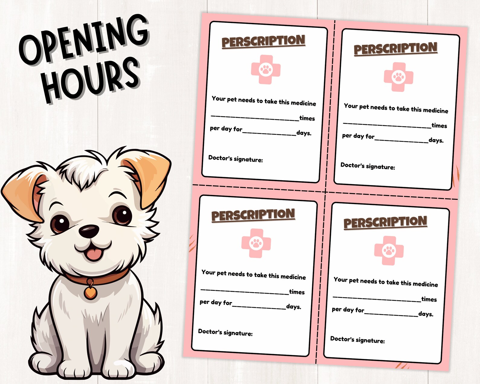 Vet Clinic Dramatic Play Printables | Veterinary Clinic Pretend Play ...