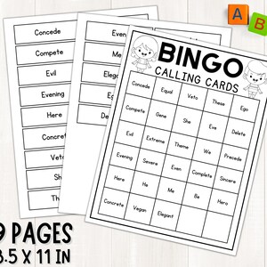 Long Vowel E Bingo (e, E-e) | Phonics Bingo Game for Kids | Long E ...