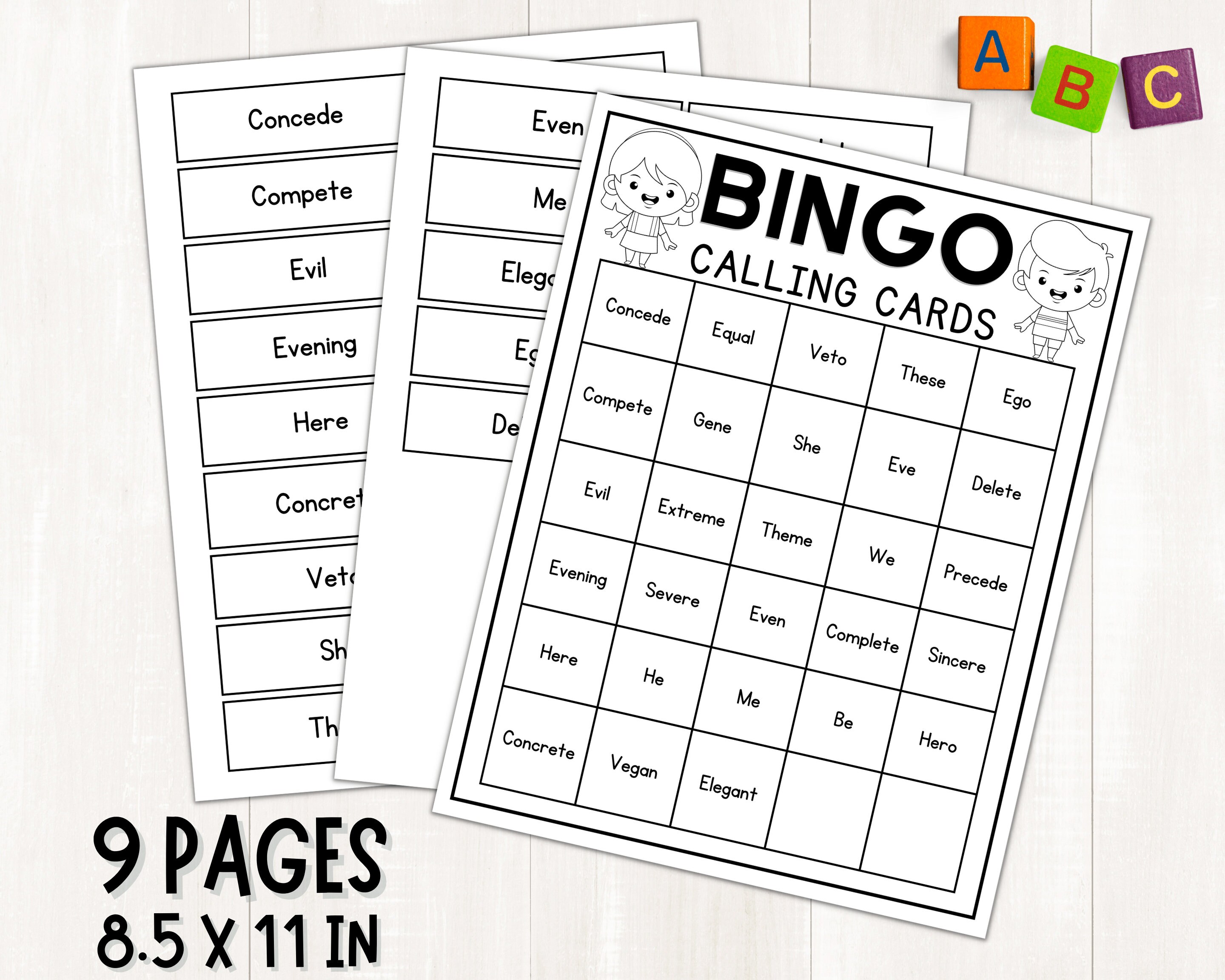 Long Vowel E Bingo e, E-e Phonics Bingo Game for Kids Long E Words ...