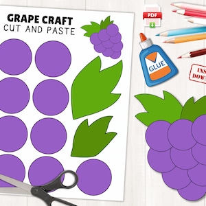Printable Grape Craft Template | Letter G Craft | Summer Fruit Craft ...