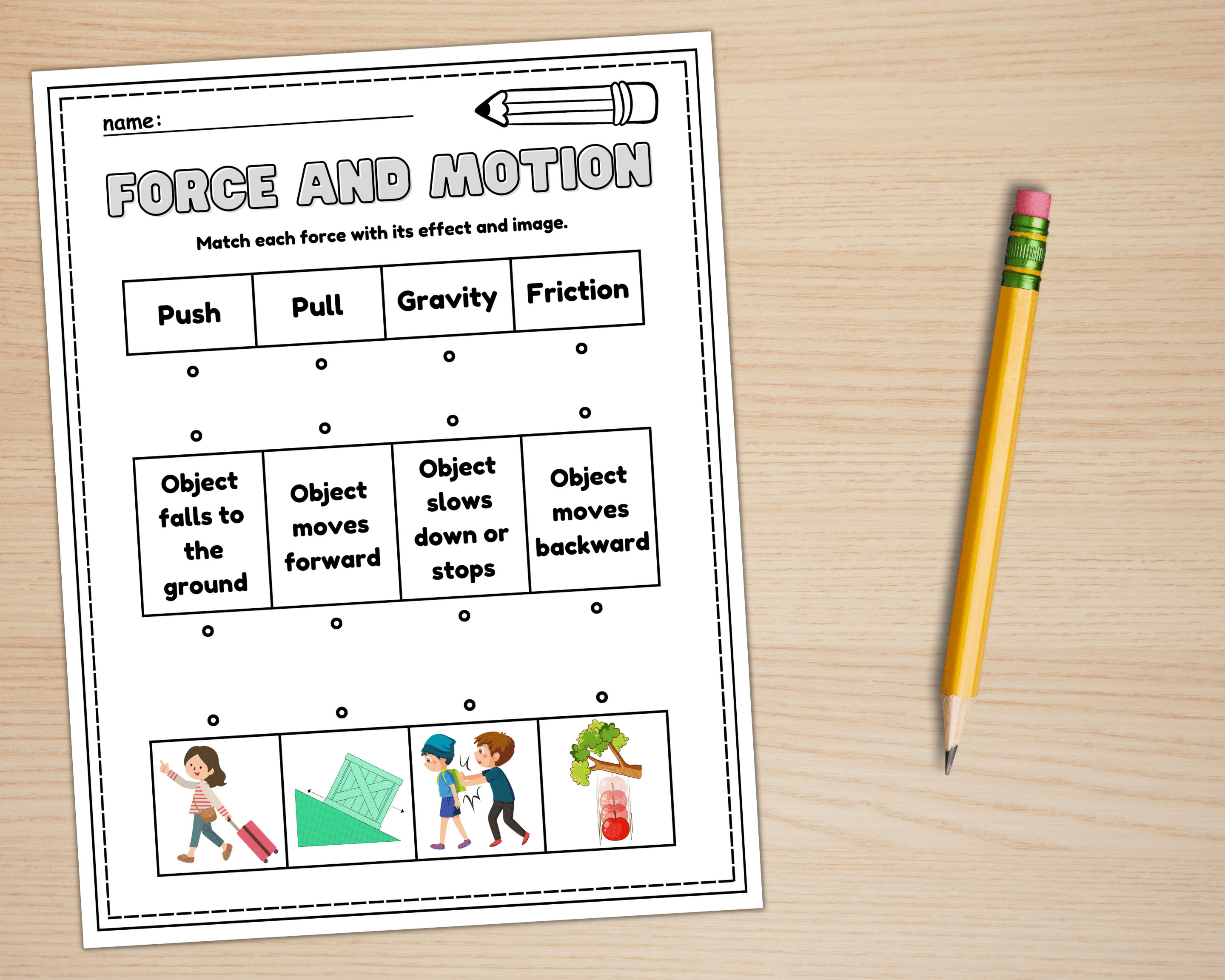 Force and Motion Worksheets Types of Forces Science Activities 2nd to ...