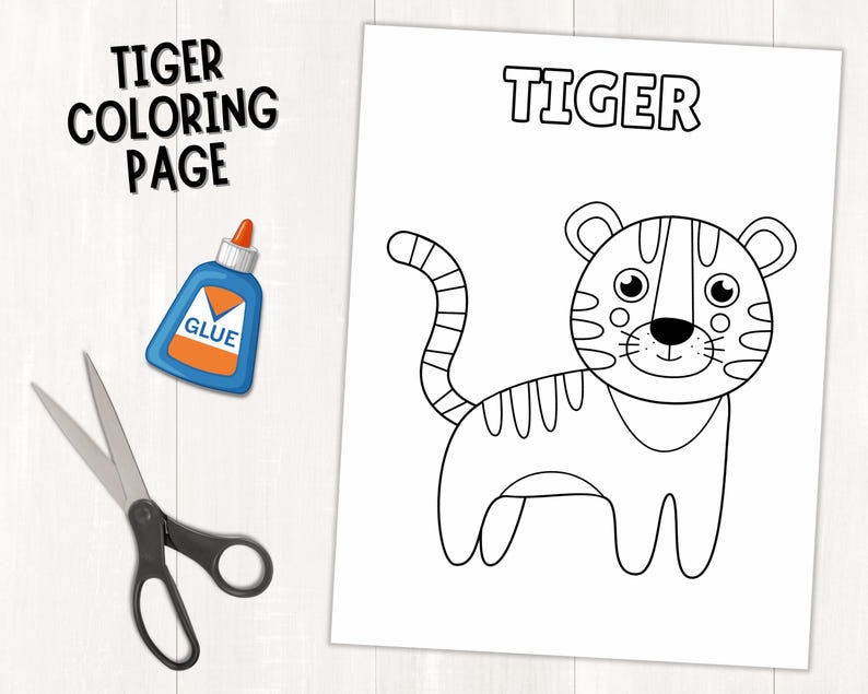 Tiger Craft Template | Printable Paper Tiger Craft | Color, Cut, and ...