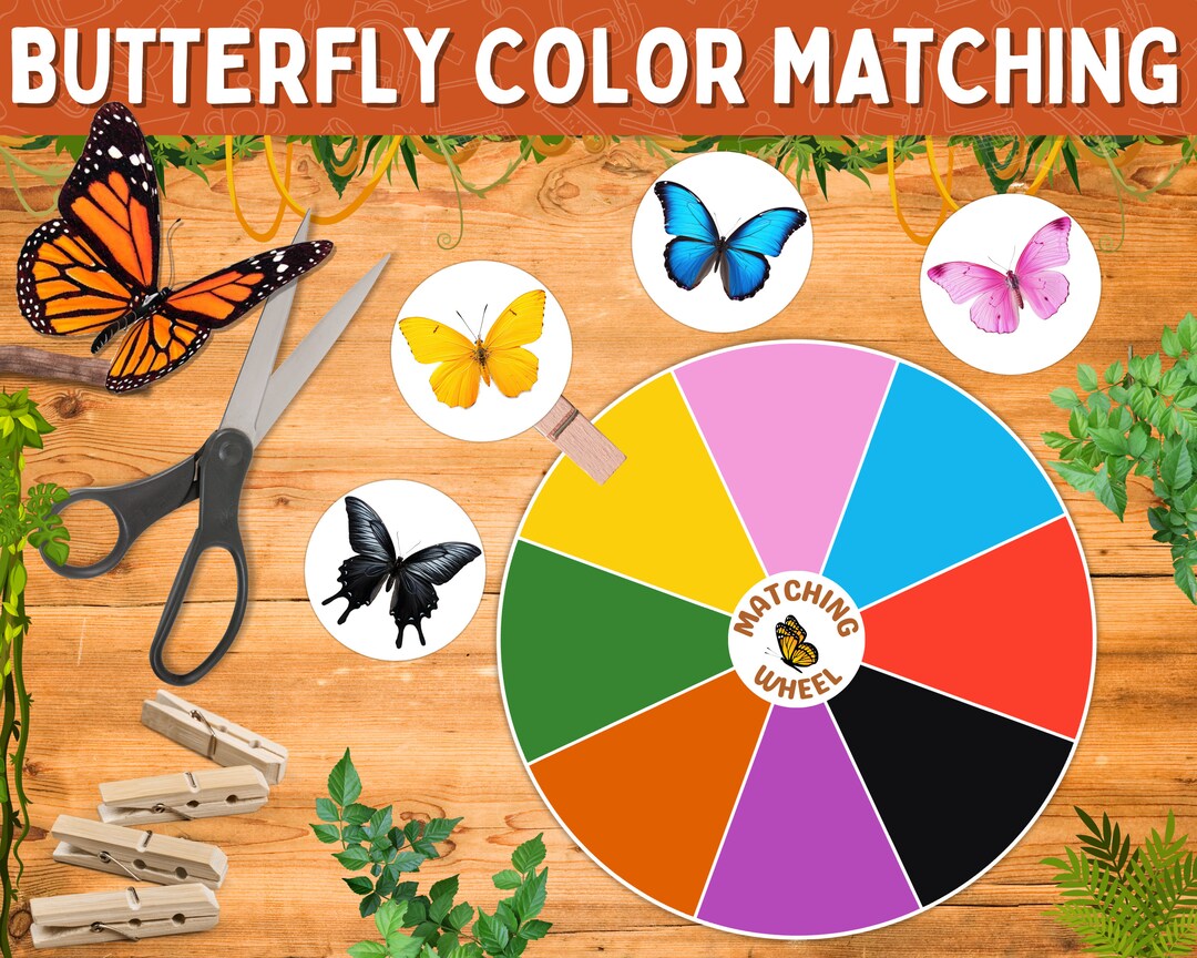 Butterfly Color Matching Wheel Activity | Butterfly Color Game | Spring ...