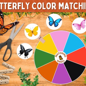 Butterfly Color Matching Wheel Activity | Butterfly Color Game | Spring ...