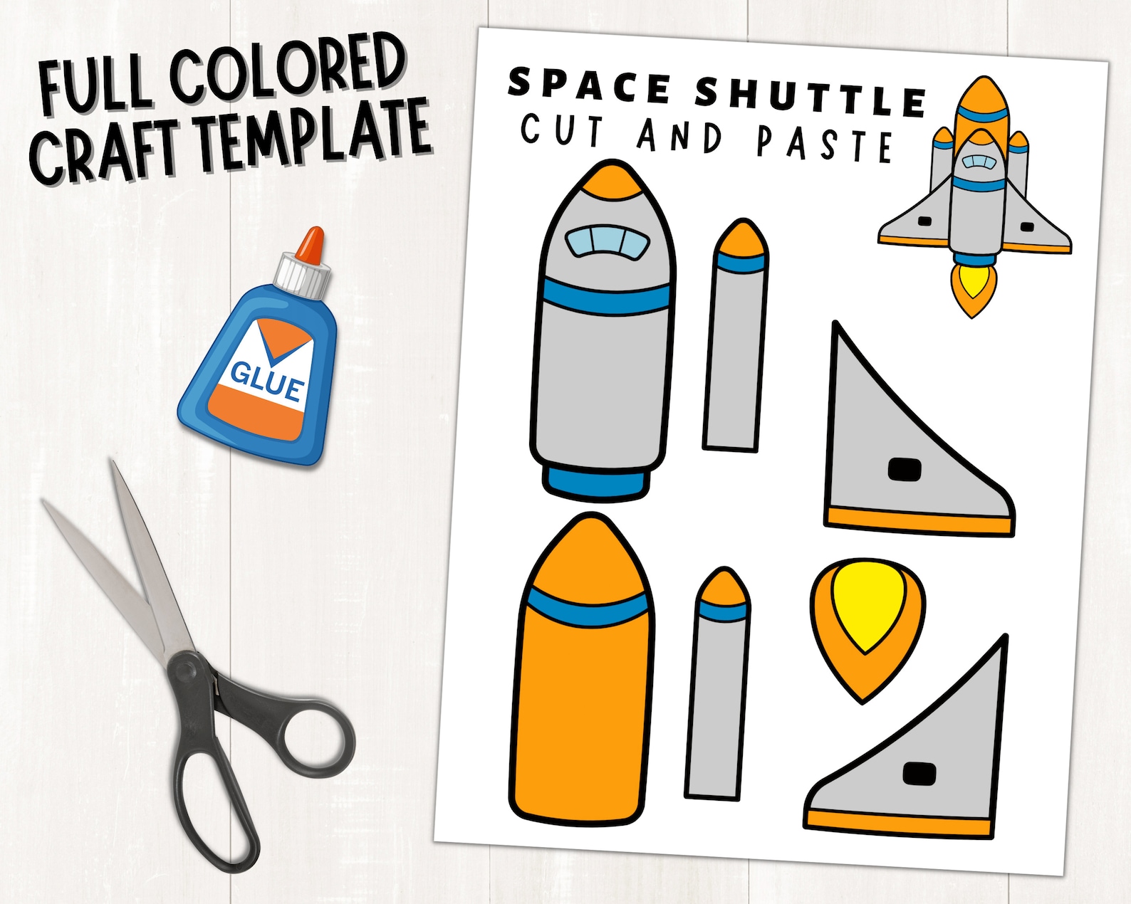 Printable Space Shuttle Craft for Kids | Outer Space Activity | Color ...