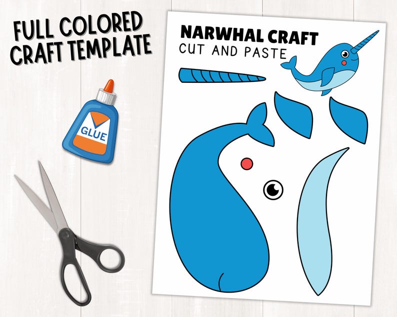 Printable Narwhal Craft for Kids | Ocean Animal Activity | Winter ...