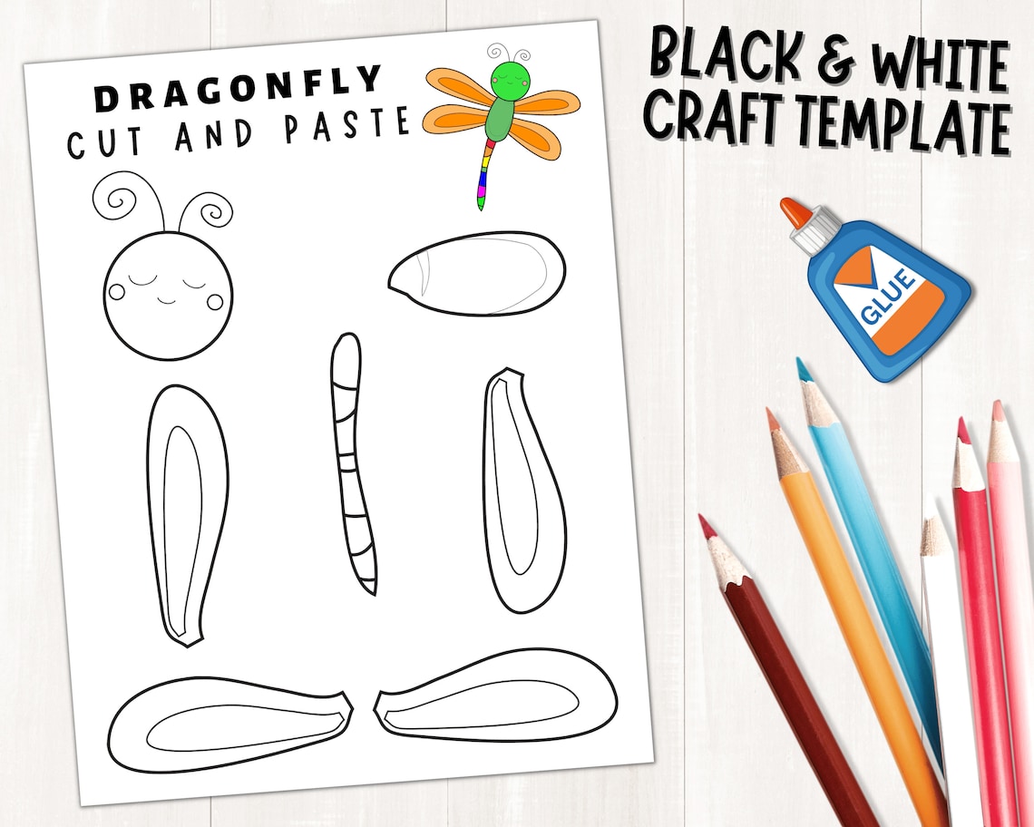 Printable Dragonfly Craft for Kids Spring Activities Insect Craft Color ...