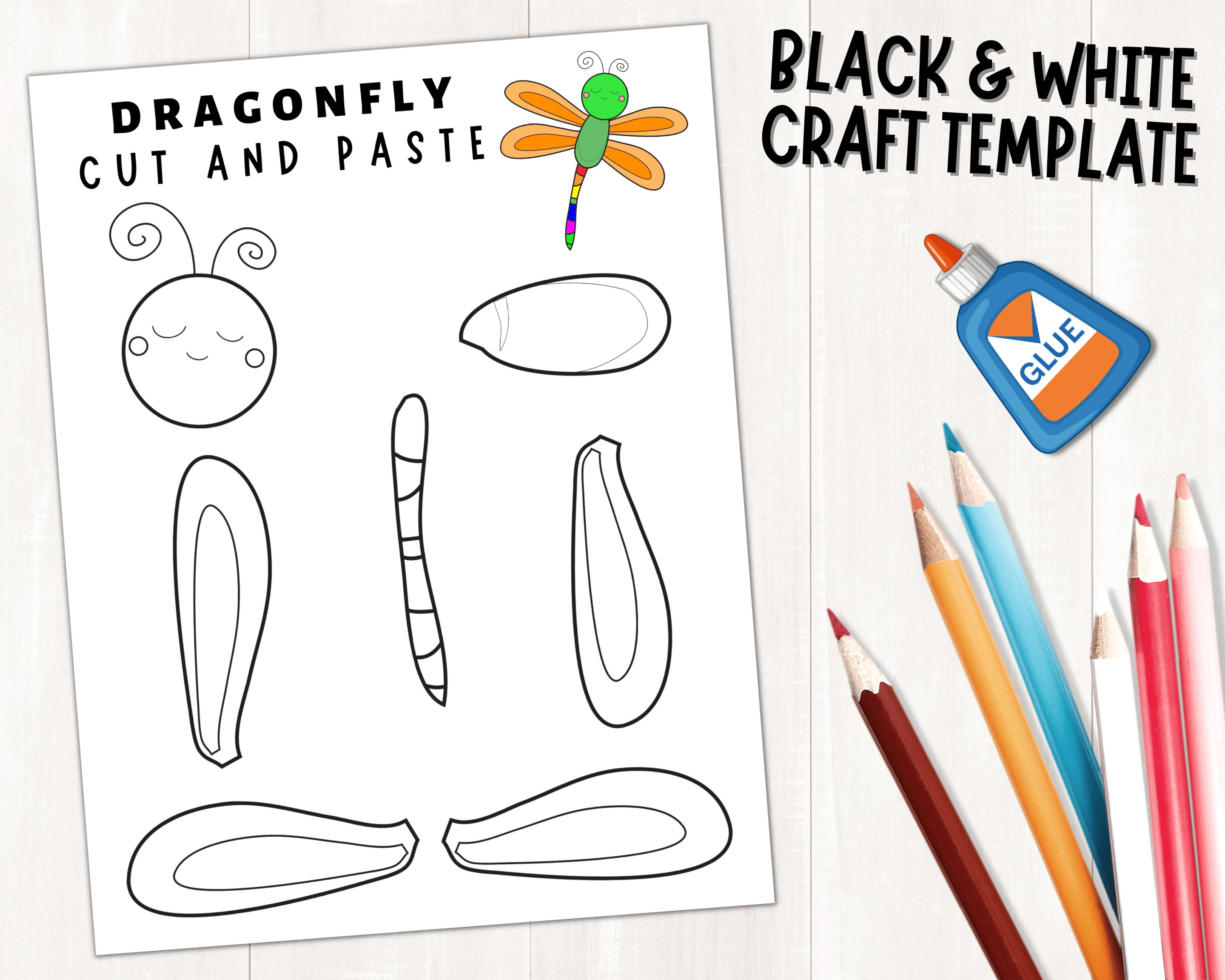 Printable Dragonfly Craft for Kids | Spring Activities | Insect Craft ...