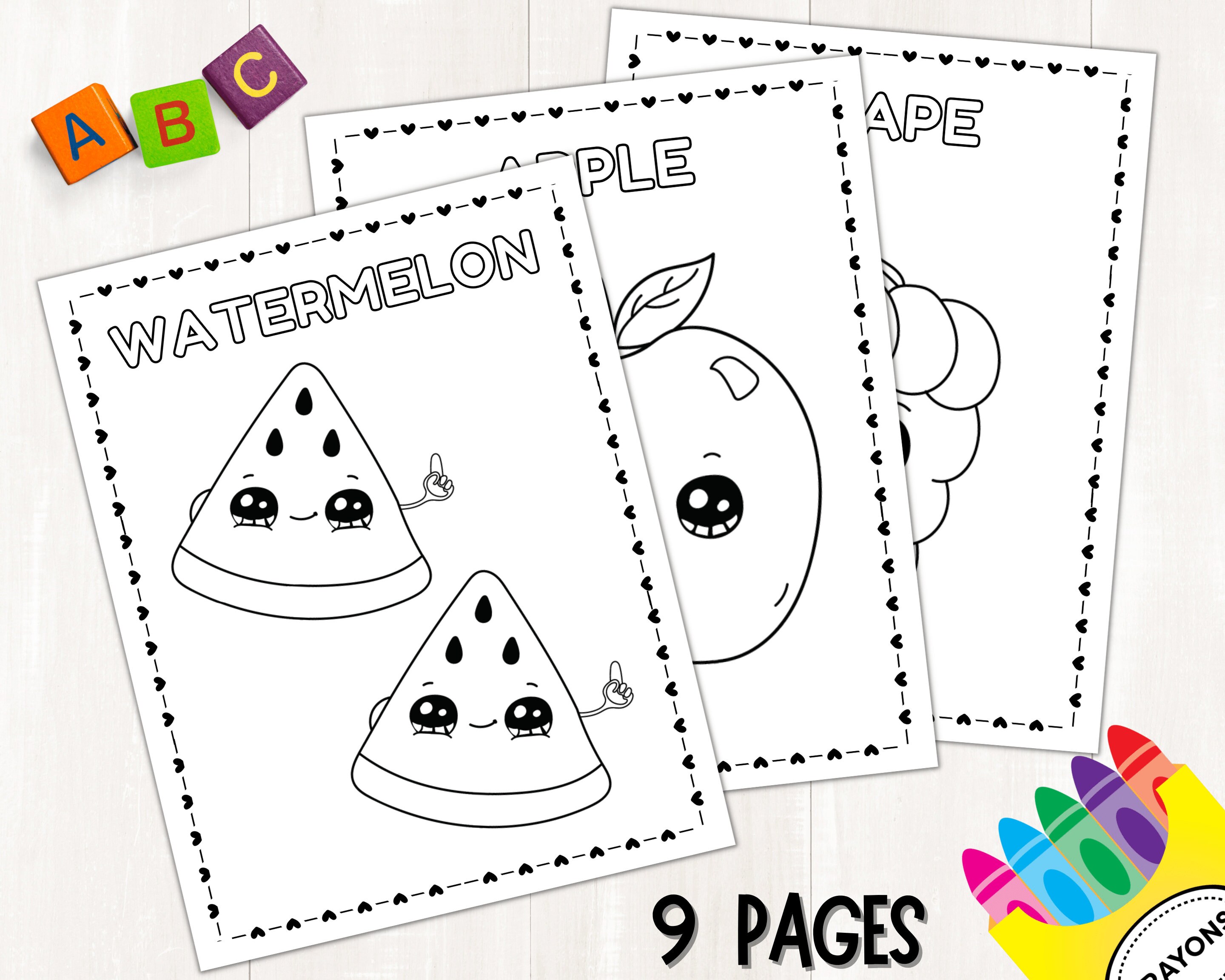 Printable Fun Fruits Coloring Pages for Kids, Summer Coloring Sheets ...