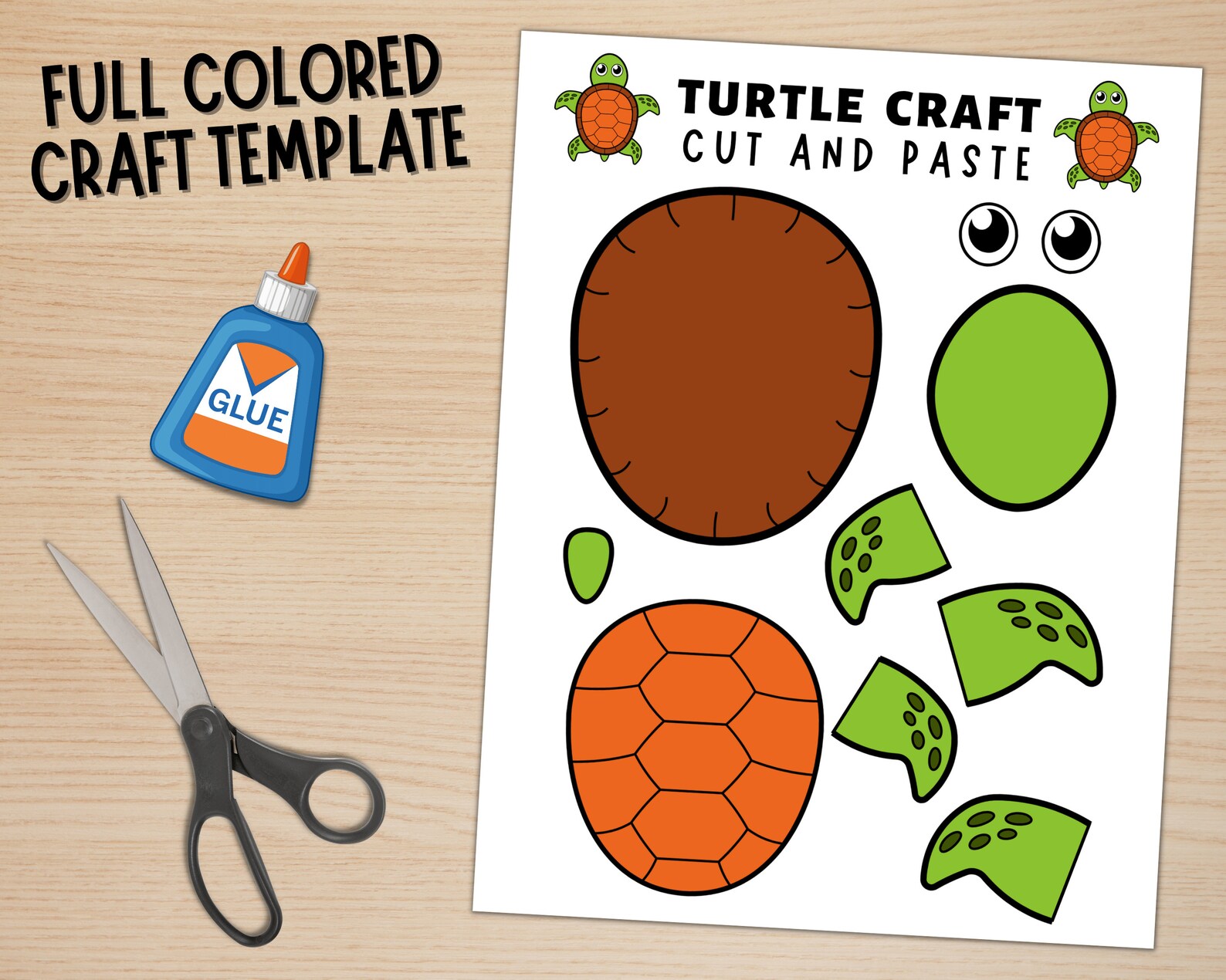 Sea Turtle Craft for Kids Sea Life Activities Ocean Animal Craft Cut ...