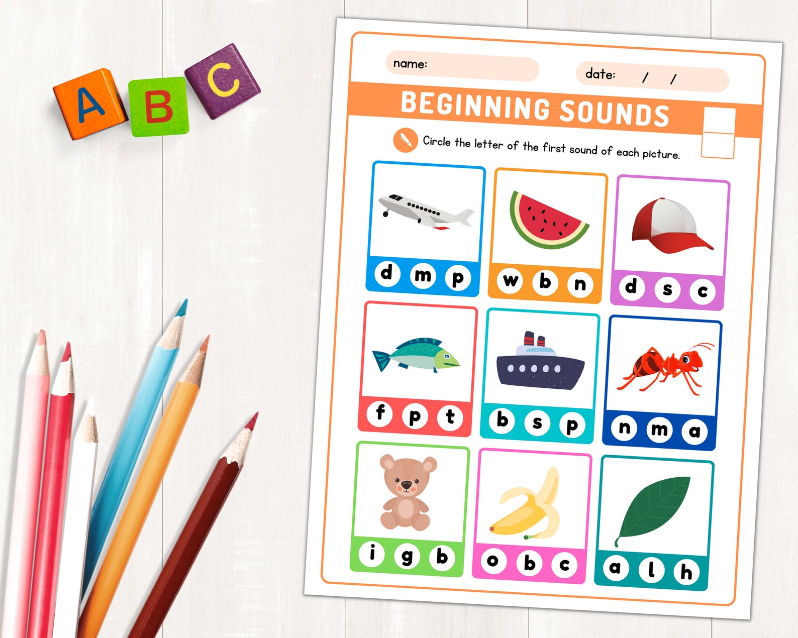 Printable Beginning Sound Worksheets | Kindergarten Phonics Worksheets ...