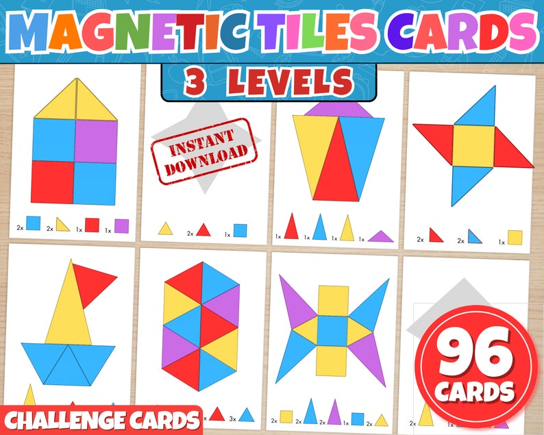 Magnetic Tiles Printable Templates | Magnetic Tile Card Puzzles ...