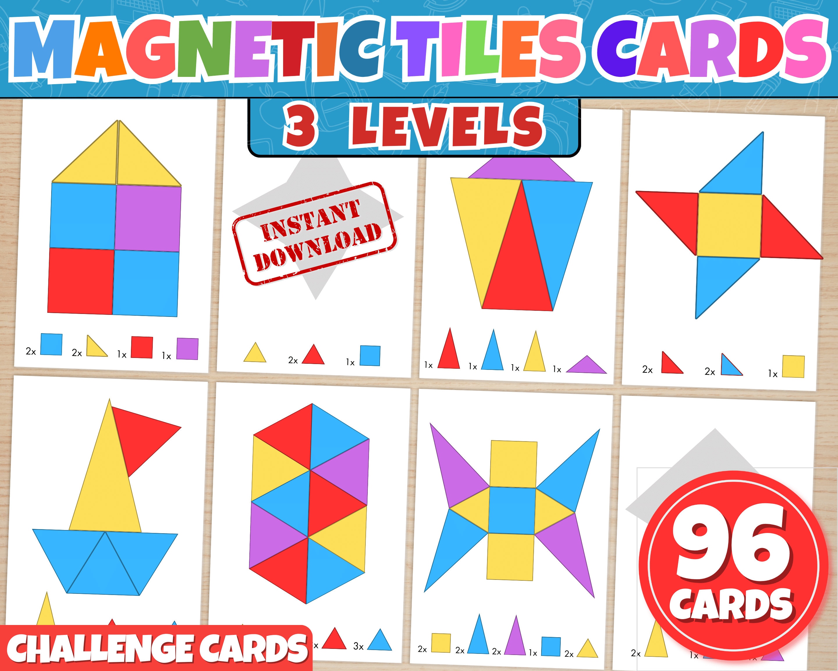 Magnetic Tiles Printable Templates | Magnetic Tile Card Puzzles ...