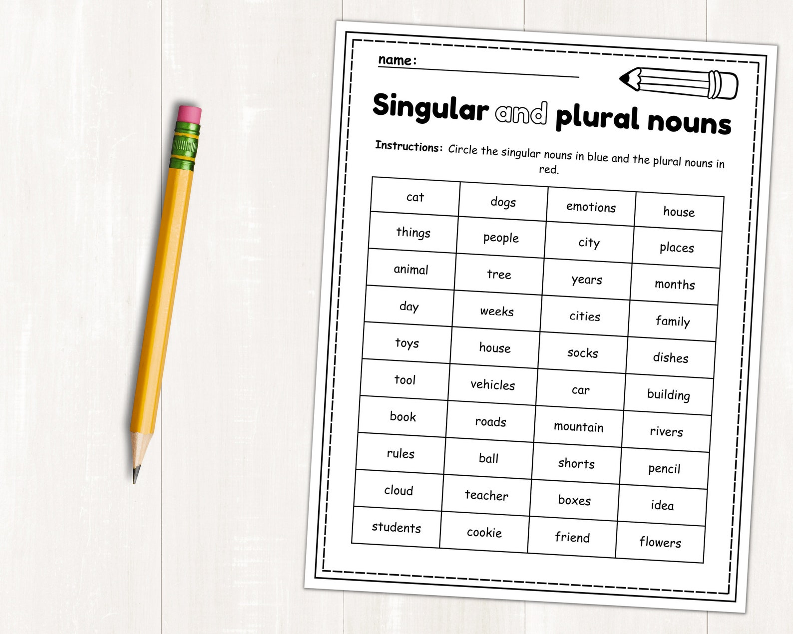 Singular and Plural Nouns Worksheets & Activities | Grammar Worksheets ...