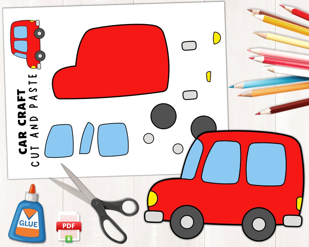 Printable Car Craft, Transportation Activities, Car Cut & Paste Craft ...