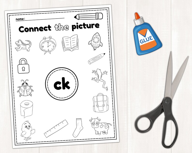 Words Ending in CK Worksheets & Activities | Tracing | Matching | Cut ...