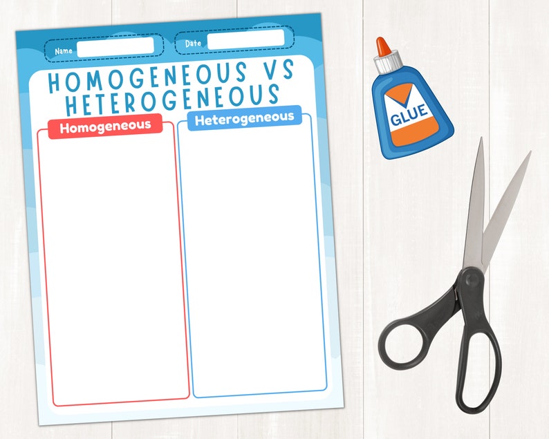 Heterogeneous and Homogeneous Mixtures Sorting Activity | Cut and Paste ...