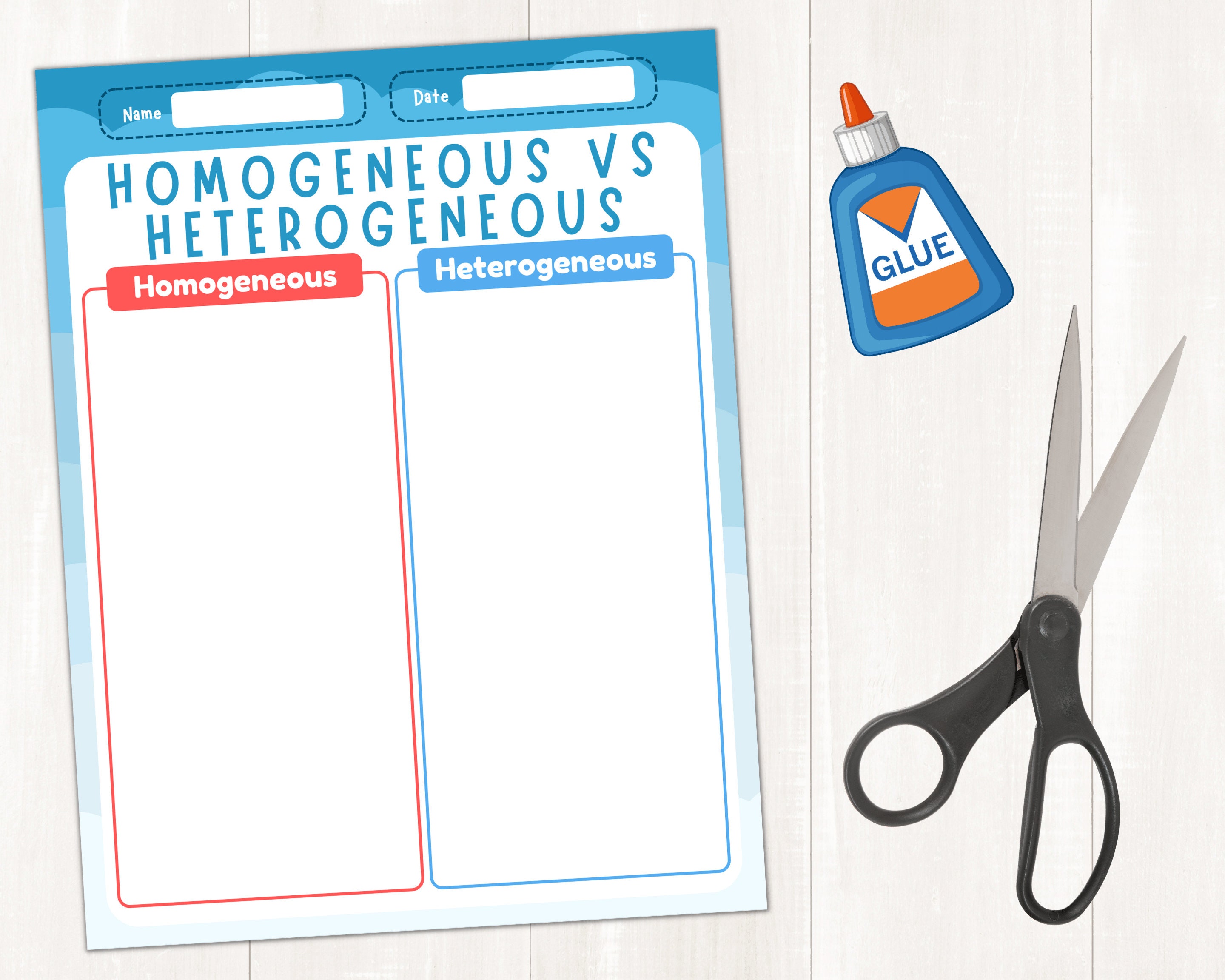 Heterogeneous and Homogeneous Mixtures Sorting Activity | Cut and Paste ...
