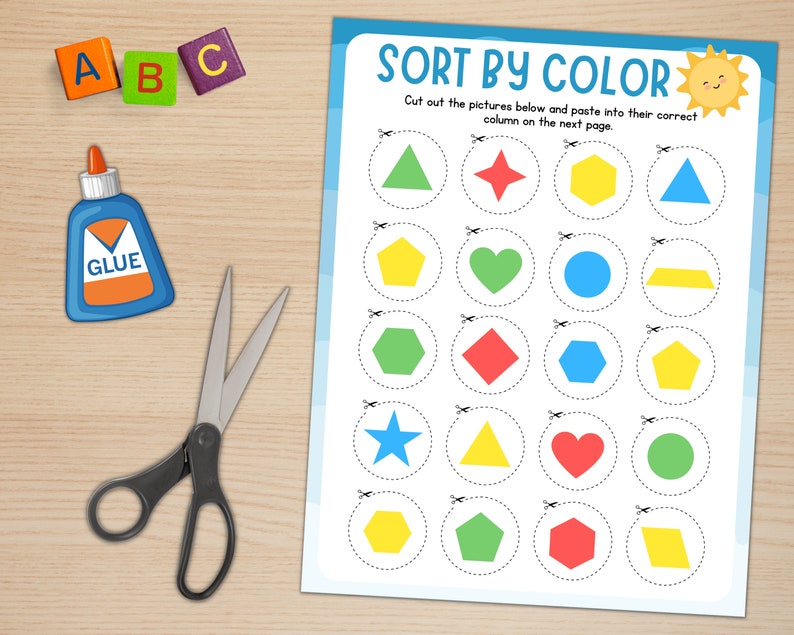 Sorting by Attributes Printable Worksheets | Sort by Shape | Sort by ...