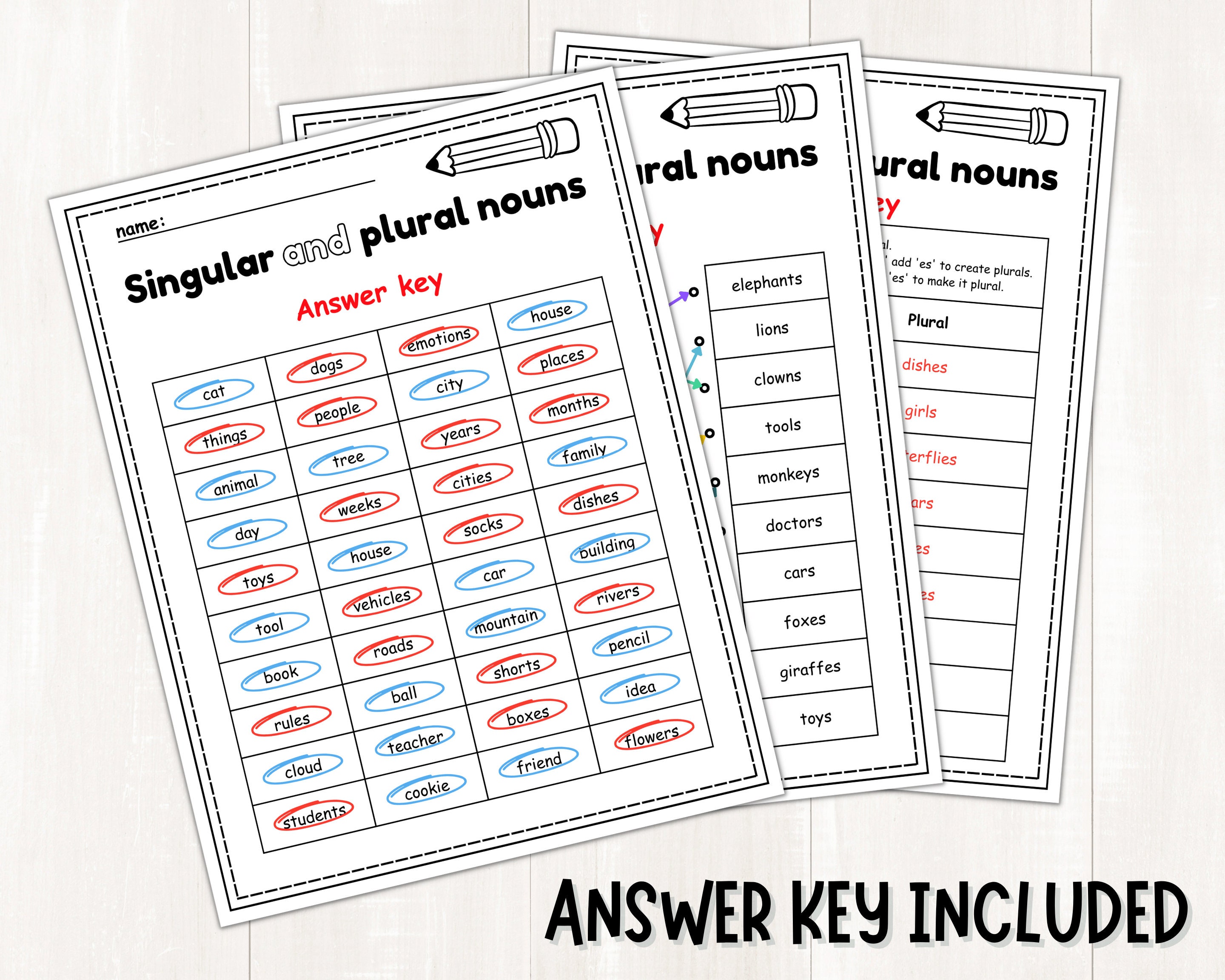 Hojas De Trabajo Sencillas: Sustantivos En Plural