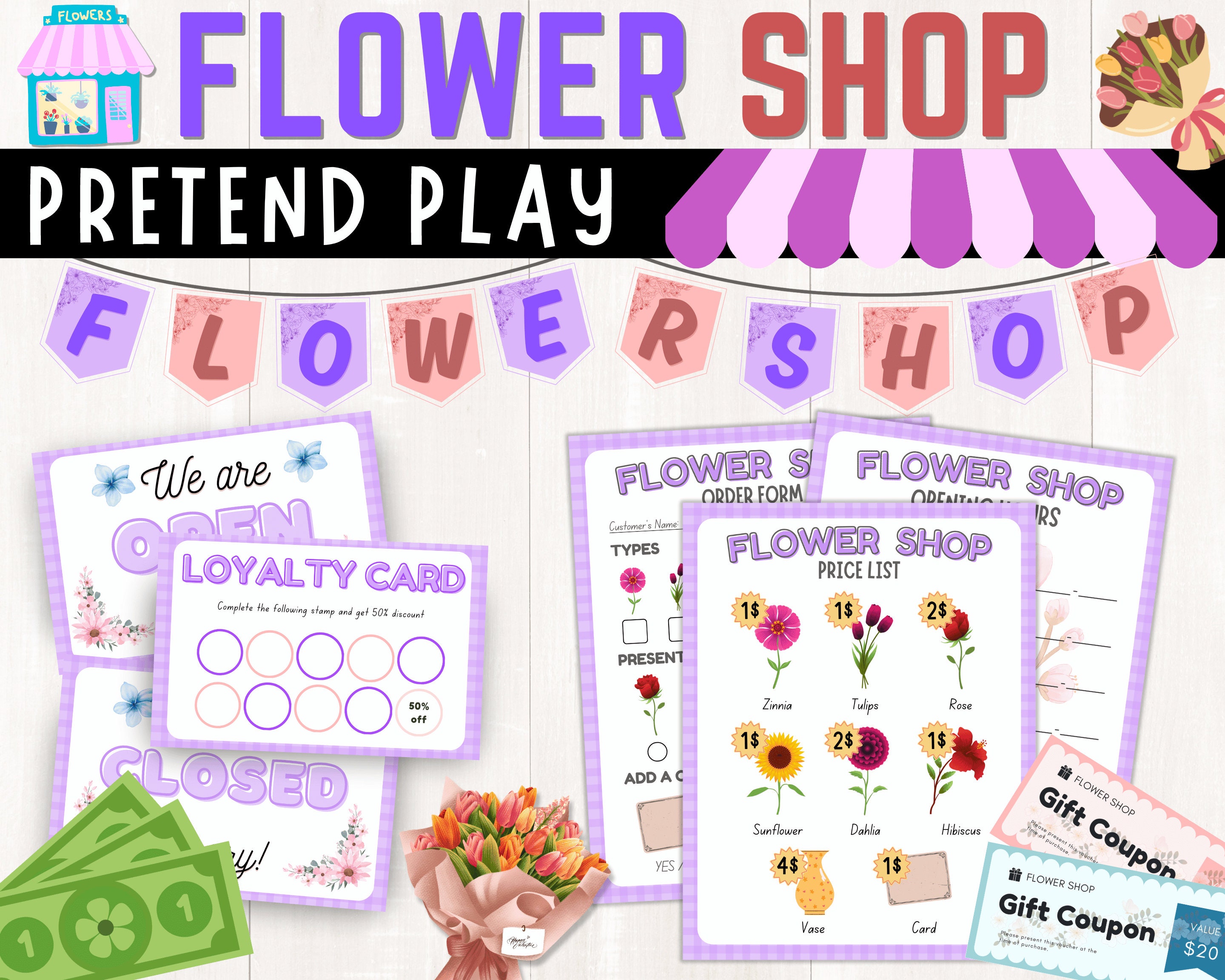 Flower Shop Dramatic Play Printables | Florist Pretend Play | Spring ...
