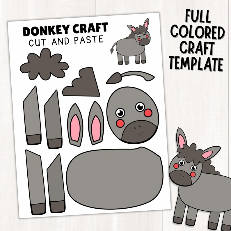 Donkey Craft Template for Kids | Paper Donkey | Farm Animal Craft ...