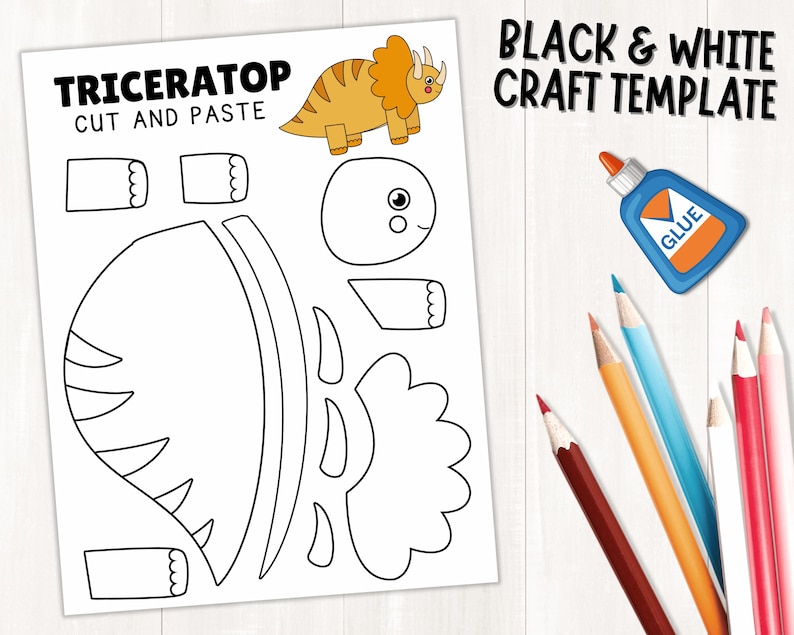Triceratops Craft | Dinosaur Cut & Paste Craft Activity | Build a ...