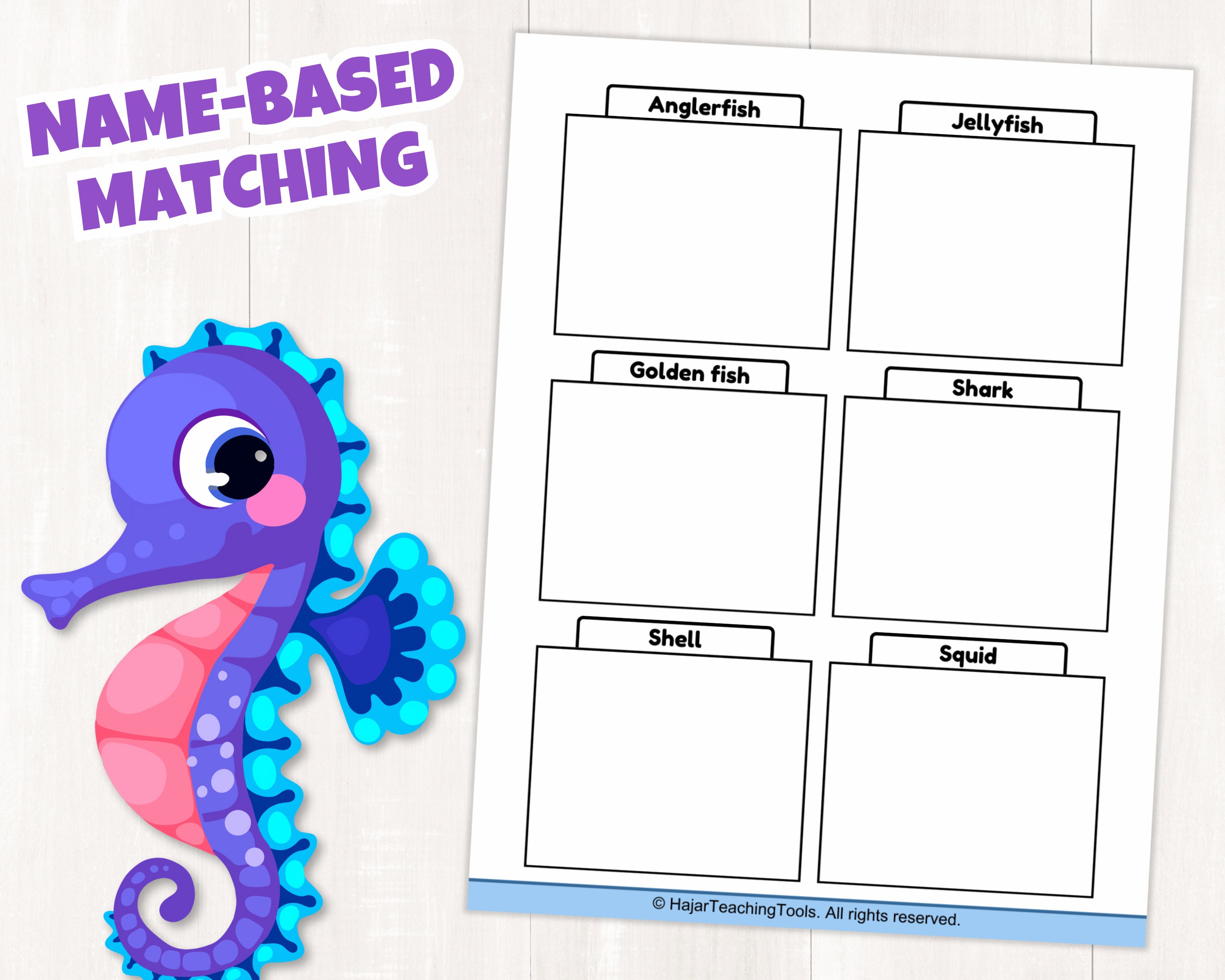 Sea Animal Halves Picture Matching Game | Printable | Autism | Match ...