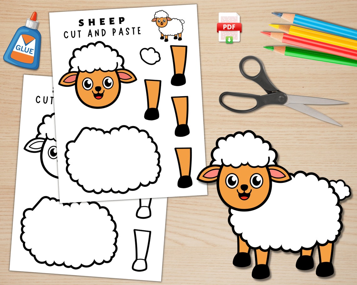 Printable Paper Sheep Craft Template for Kids | Farm Animal Crafts ...