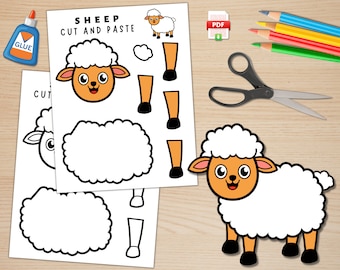 Sheep Craft Template: Kids Cut and Glue Activity (PDF) - Etsy