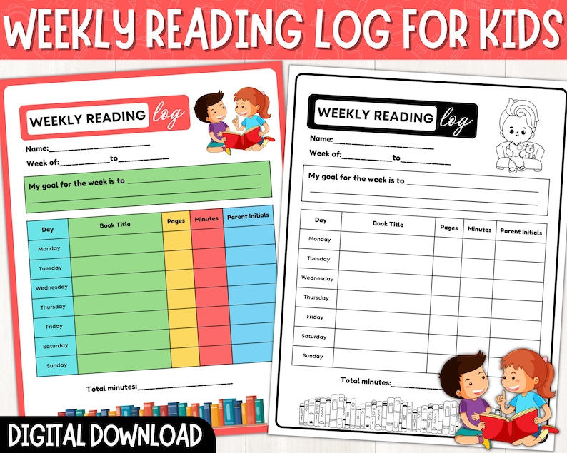 Weekly Reading Logs Printable Weekly Reading Trackers Reading Homework ...