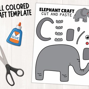 Elephant Craft Template | Printable Elephant Craftivity | Color, Cut ...