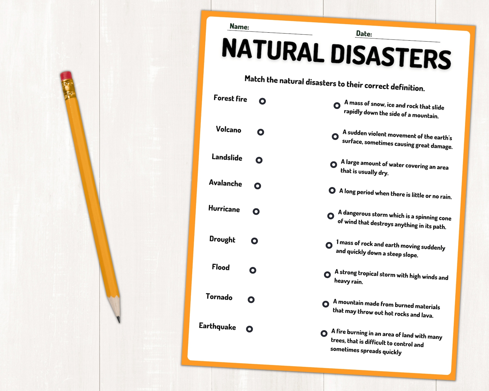 Natural Disasters Labeling Worksheet | Natural Events and Severe ...
