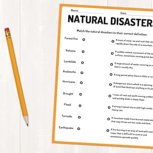 Natural Disasters Labeling Worksheet | Natural Events and Severe ...