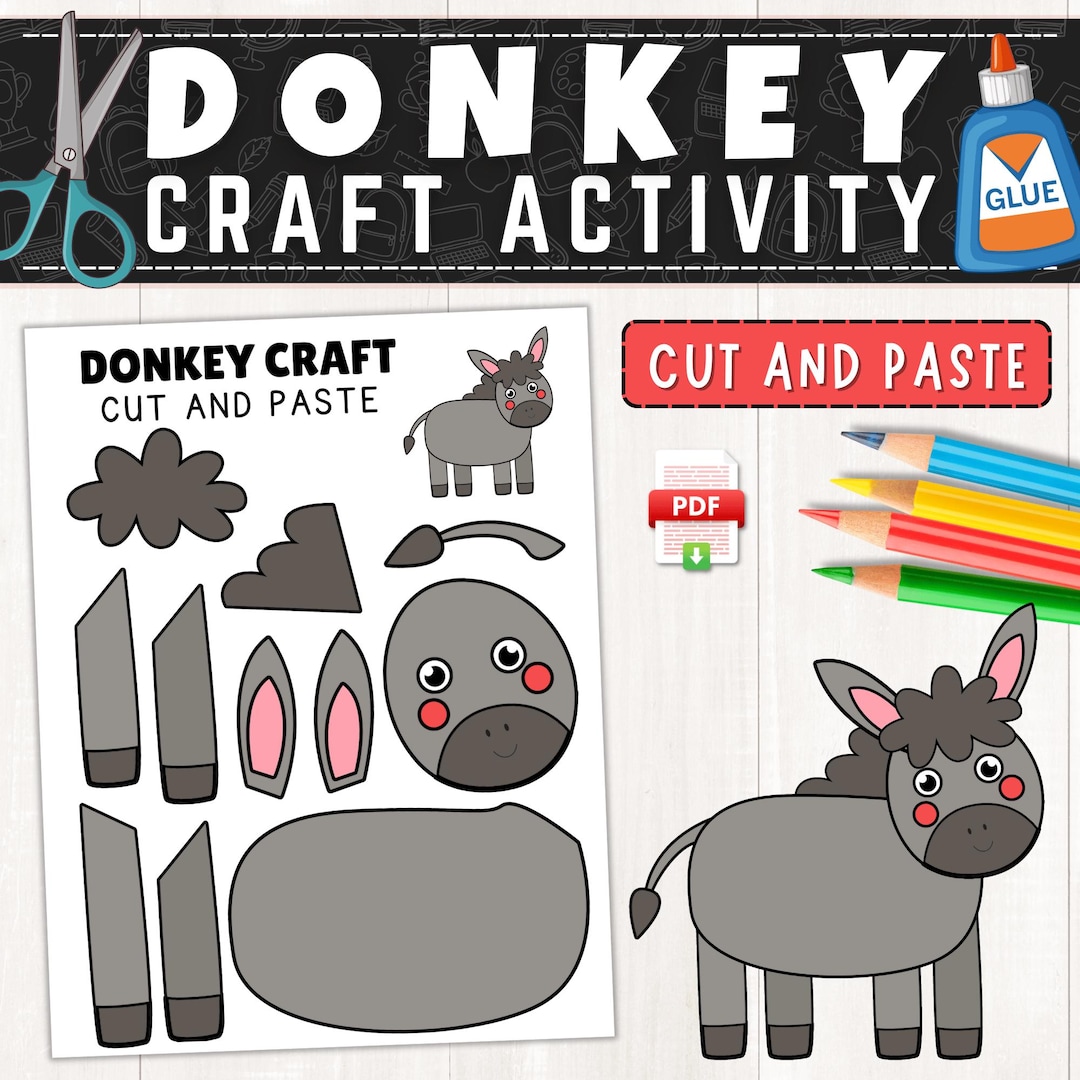 Donkey Craft Template for Kids | Paper Donkey | Farm Animal Craft ...