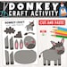 Donkey Craft Template for Kids | Paper Donkey | Farm Animal Craft ...