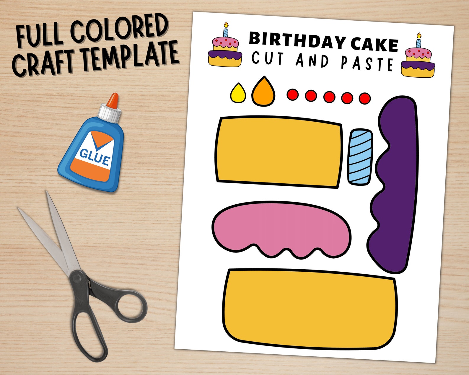 Printable Birthday Cake Craft Template for Kids | Birthday Activities | Birthday Cake Paper ...