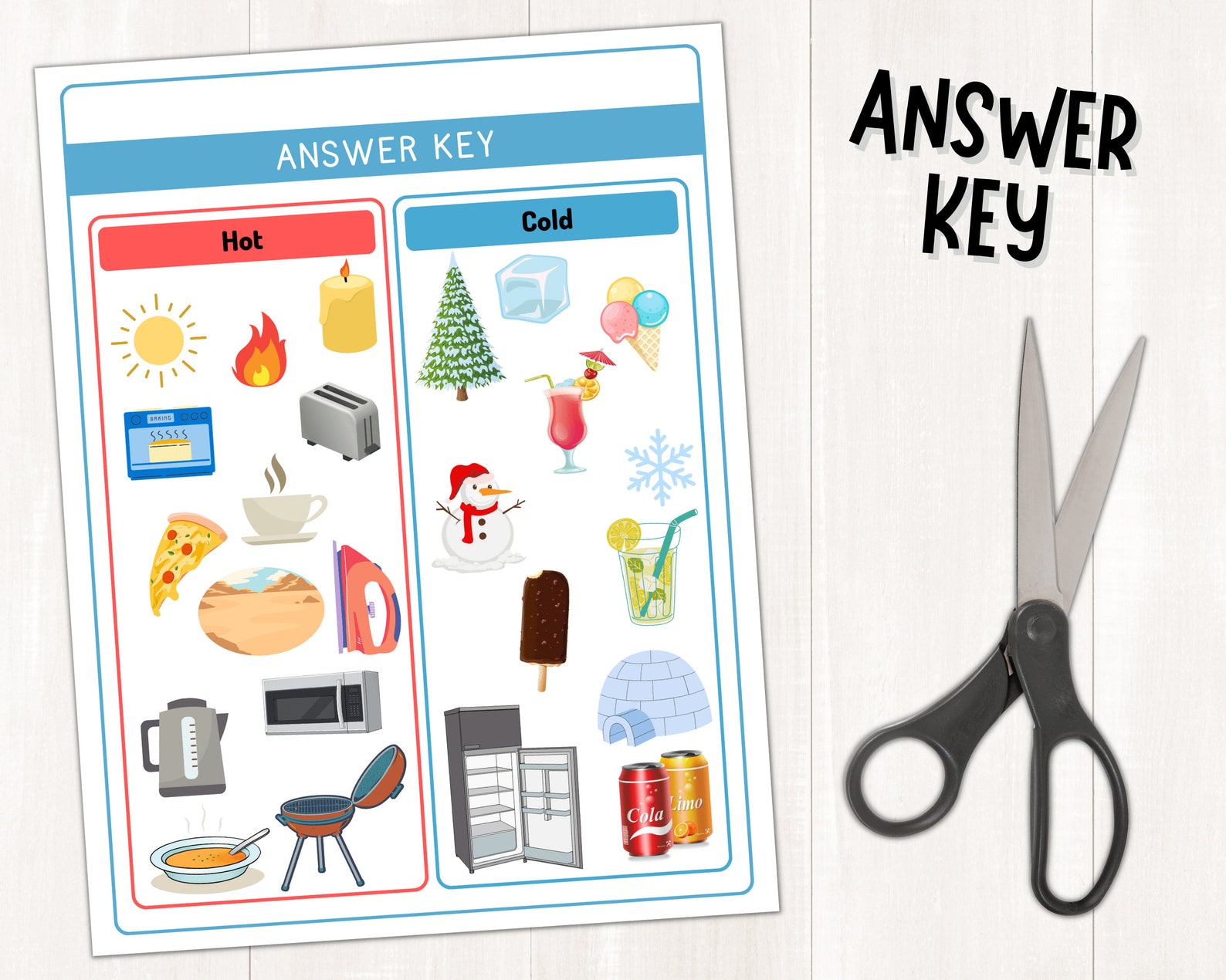 Hot and Cold Sorting Activity, Printable Hot or Cold Worksheets ...