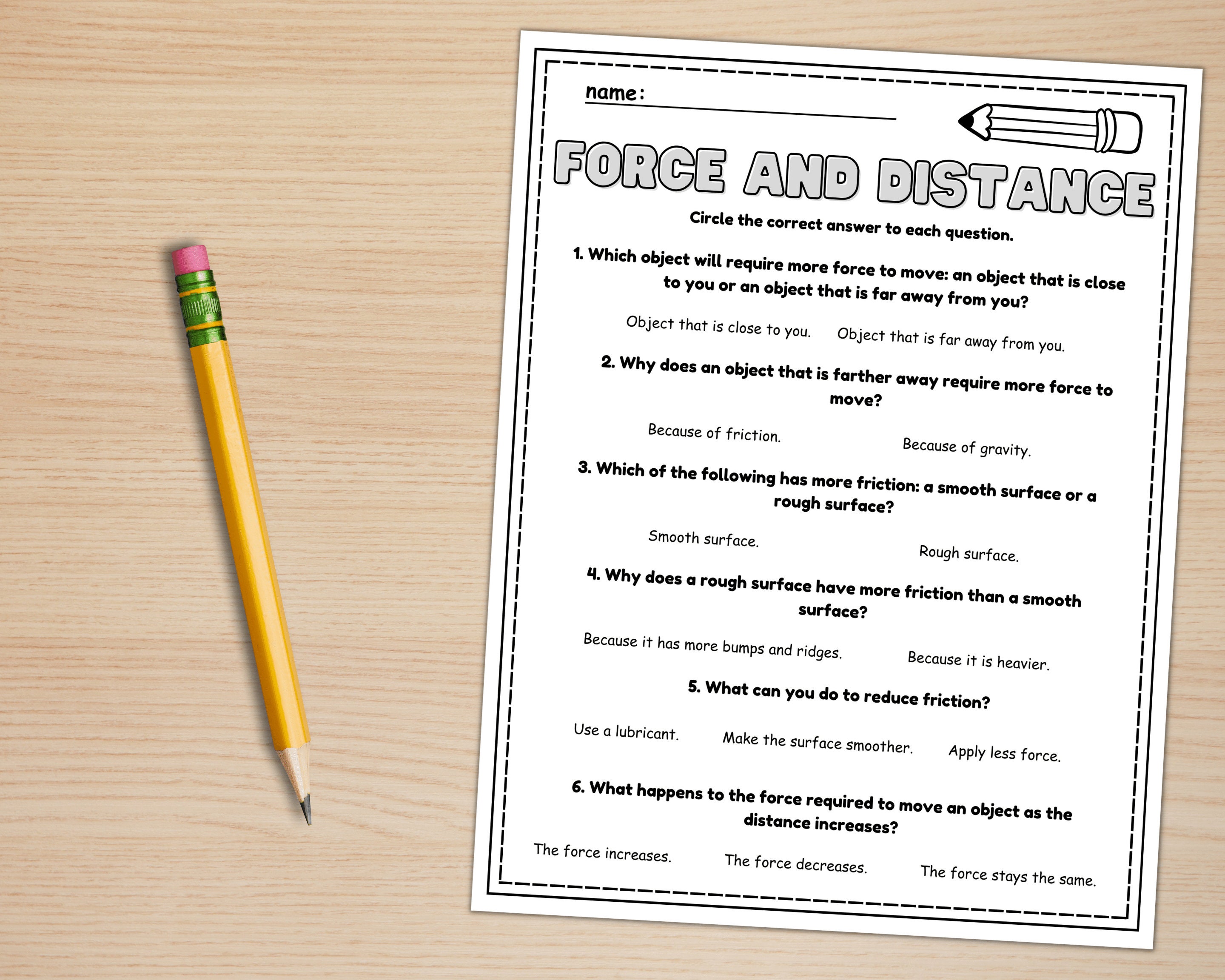 Force and Motion Worksheets Types of Forces Science Activities 2nd to ...
