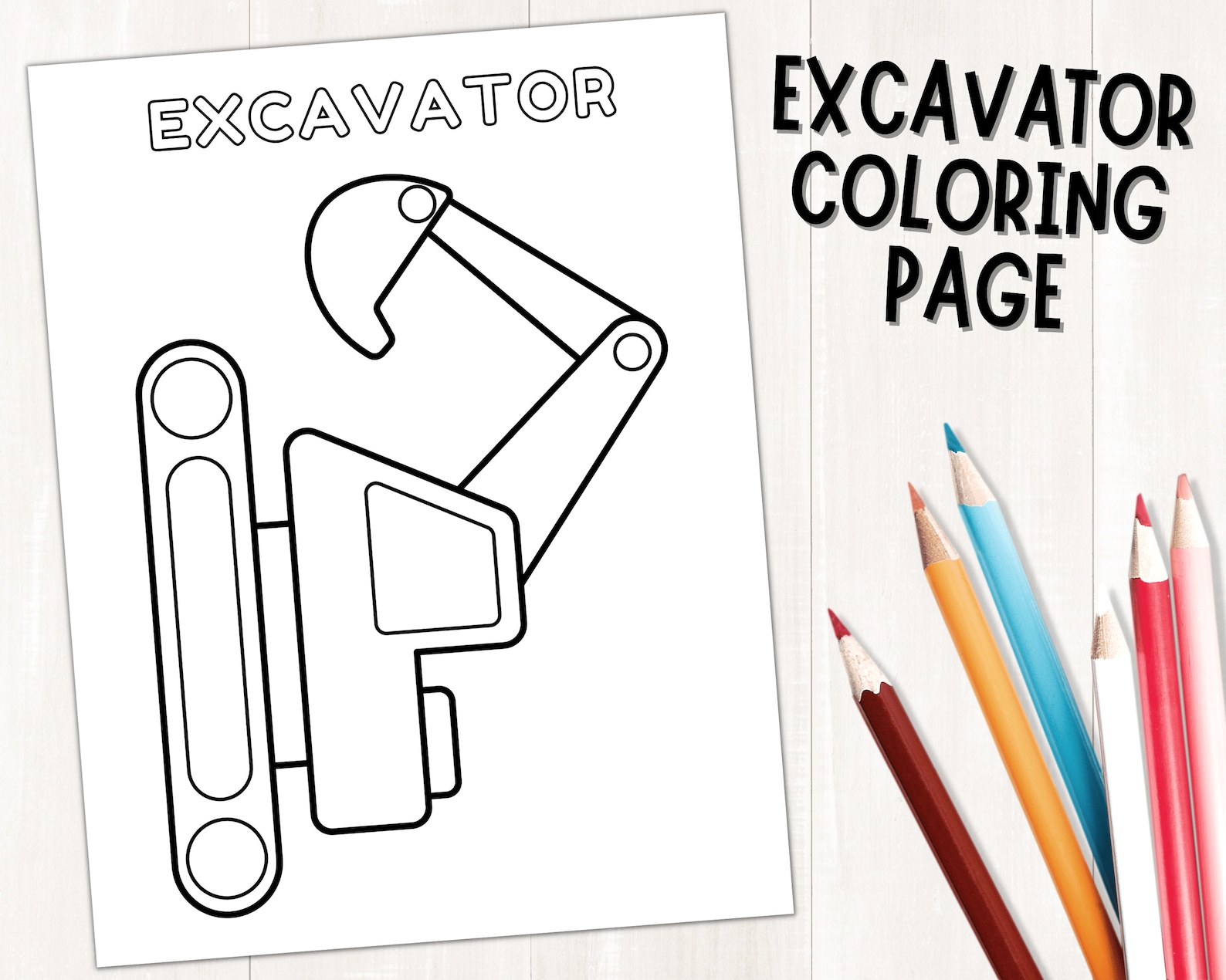 Excavator Craft for Kids | Printable Template | Construction Vehicle ...