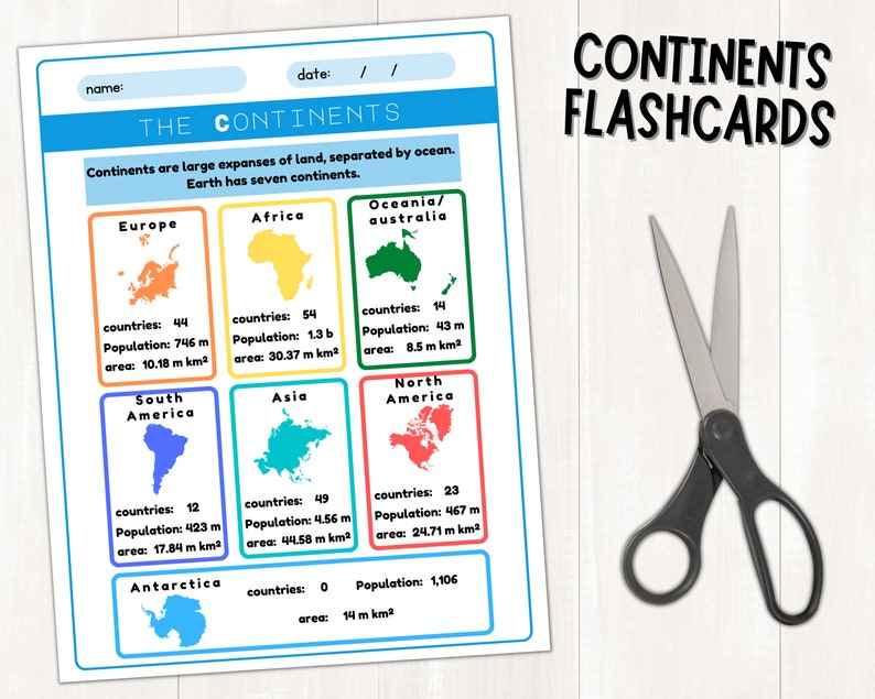 The 7 Continents of the World Worksheets | Continents Labeling ...